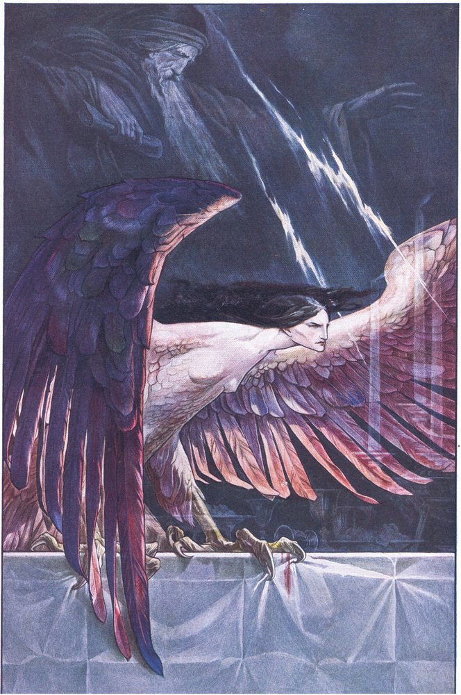 Ariel as a harpy, illustration from The Tempest, 1908