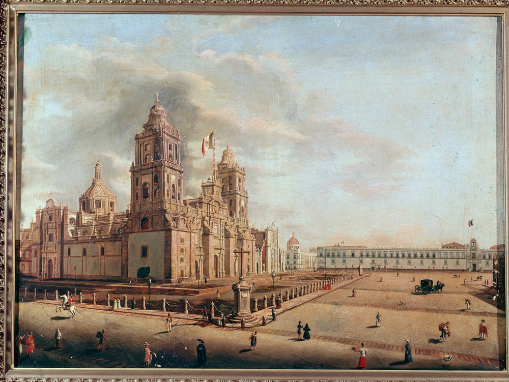 View of the Metropolitan Cathedral and the National Palace, Mexico City