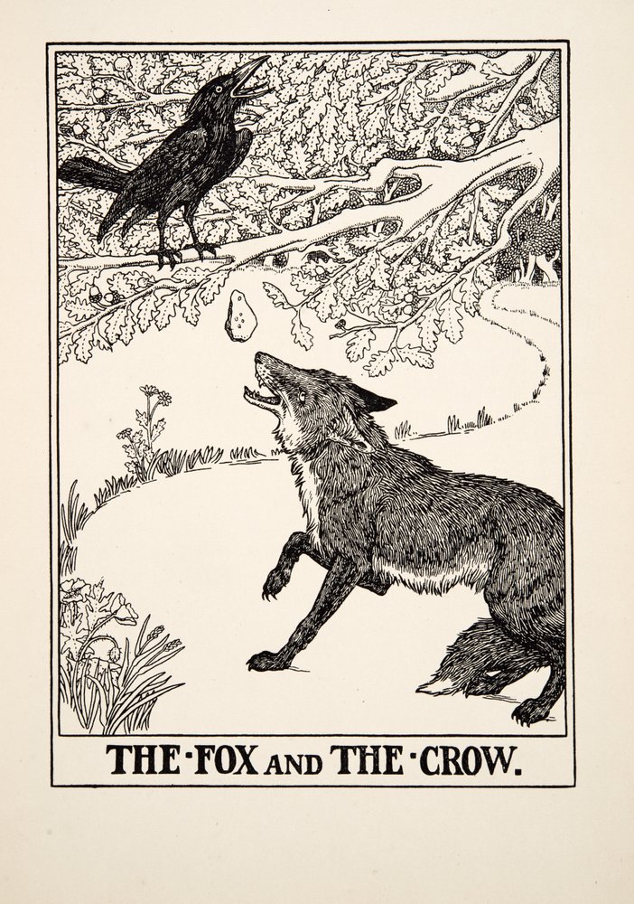 The Fox and the Crow, from A Hundred Fables of Aesop, pub.1903