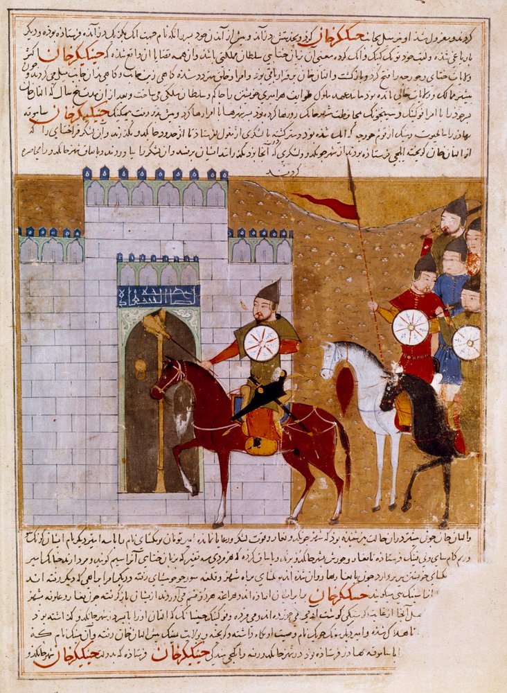 Mongols besieging a Persian fortress by Persian School