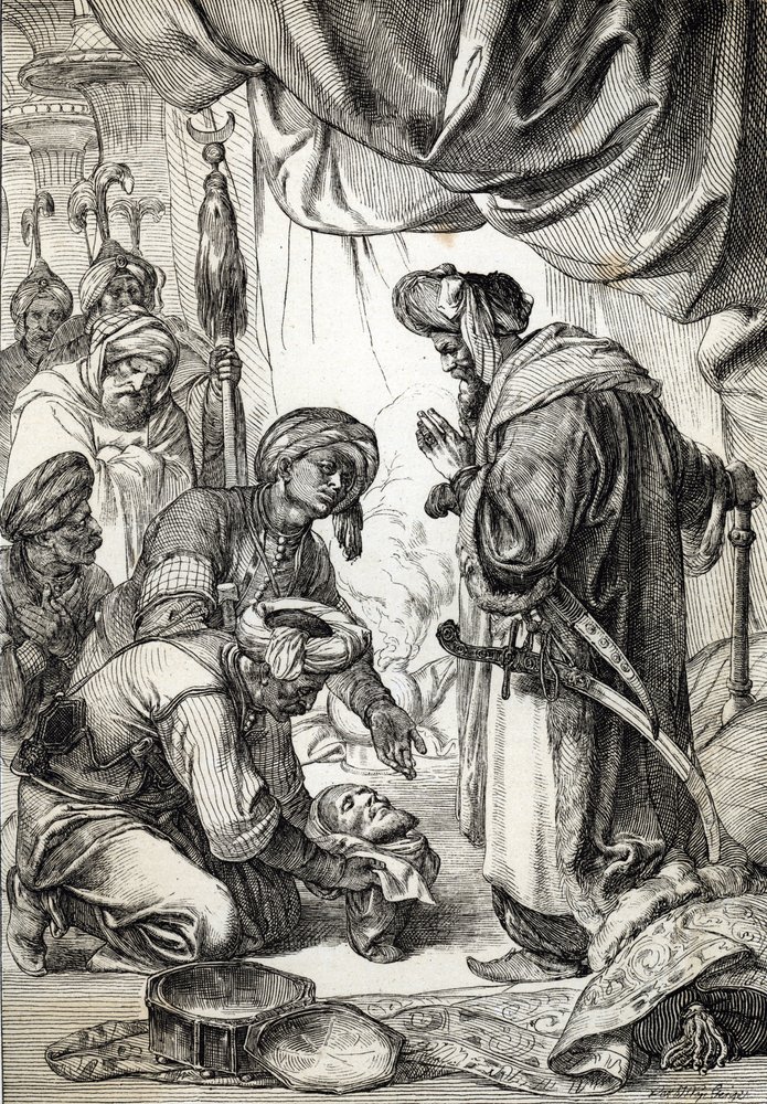 The head of Ali Pasha of Janina (1750-1822) presented by the Sicars to ...