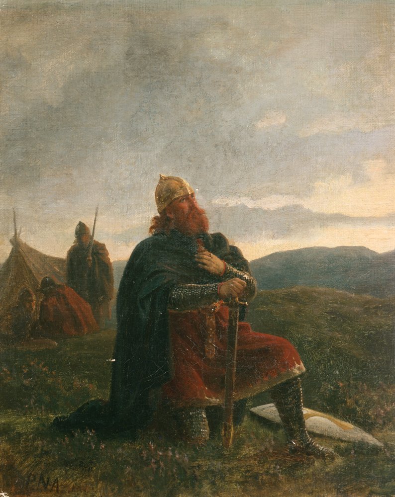 The Holy Olav in a prayer before the Battle of Stiklestad