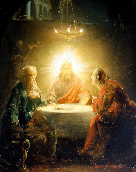 Christ breaking Bread by Petrus van Schendel