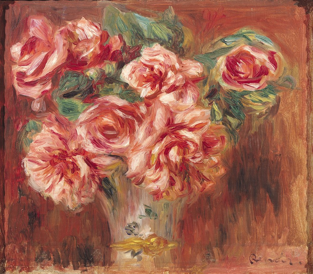 Roses in a Vase by Pierre Auguste Renoir: Fine art print