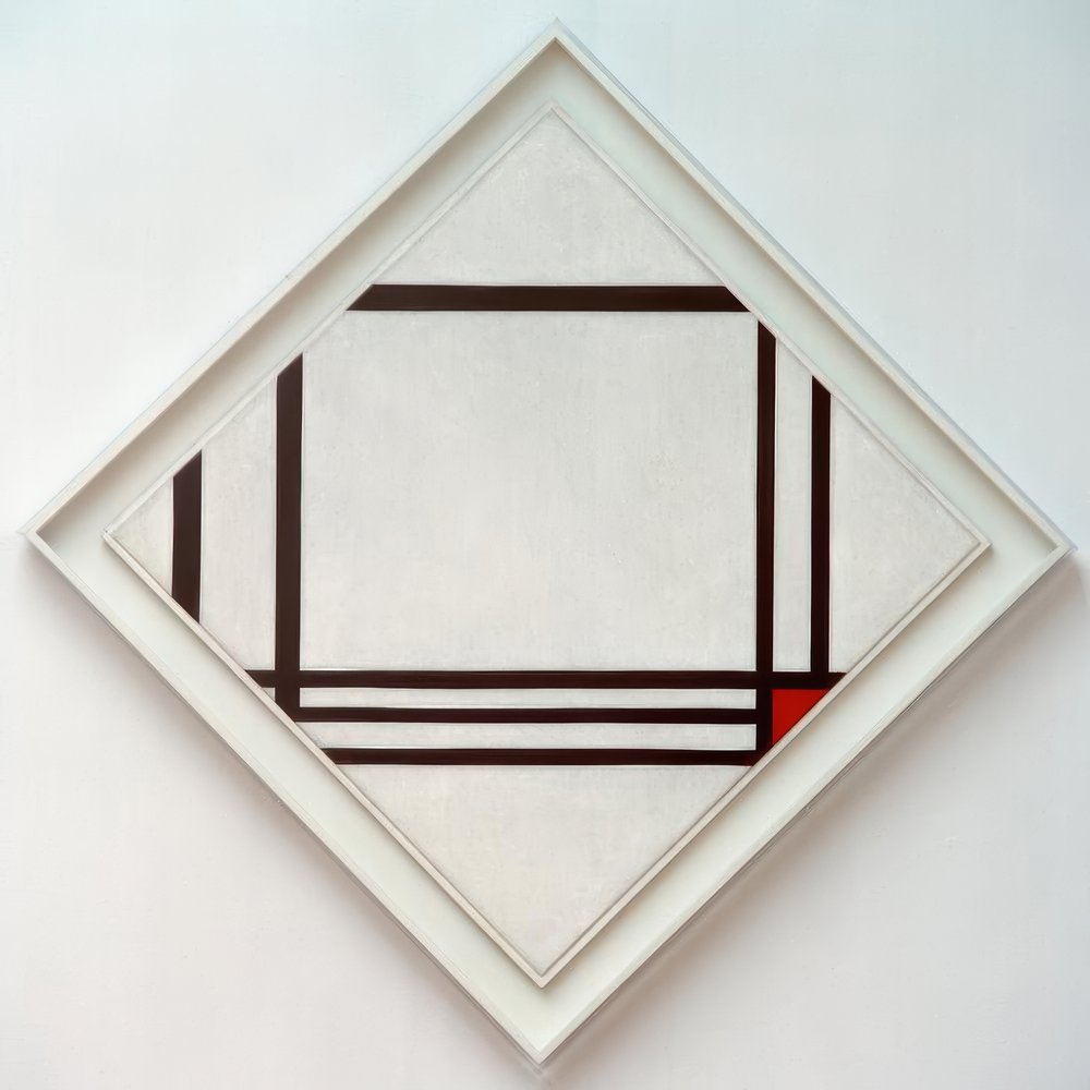 Picture No. III, Rhombus Composition with Eight Lines and Red