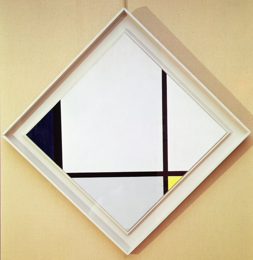 Tableau No I: Lozenge with Three Lines and Blue, Gray, and Yellow