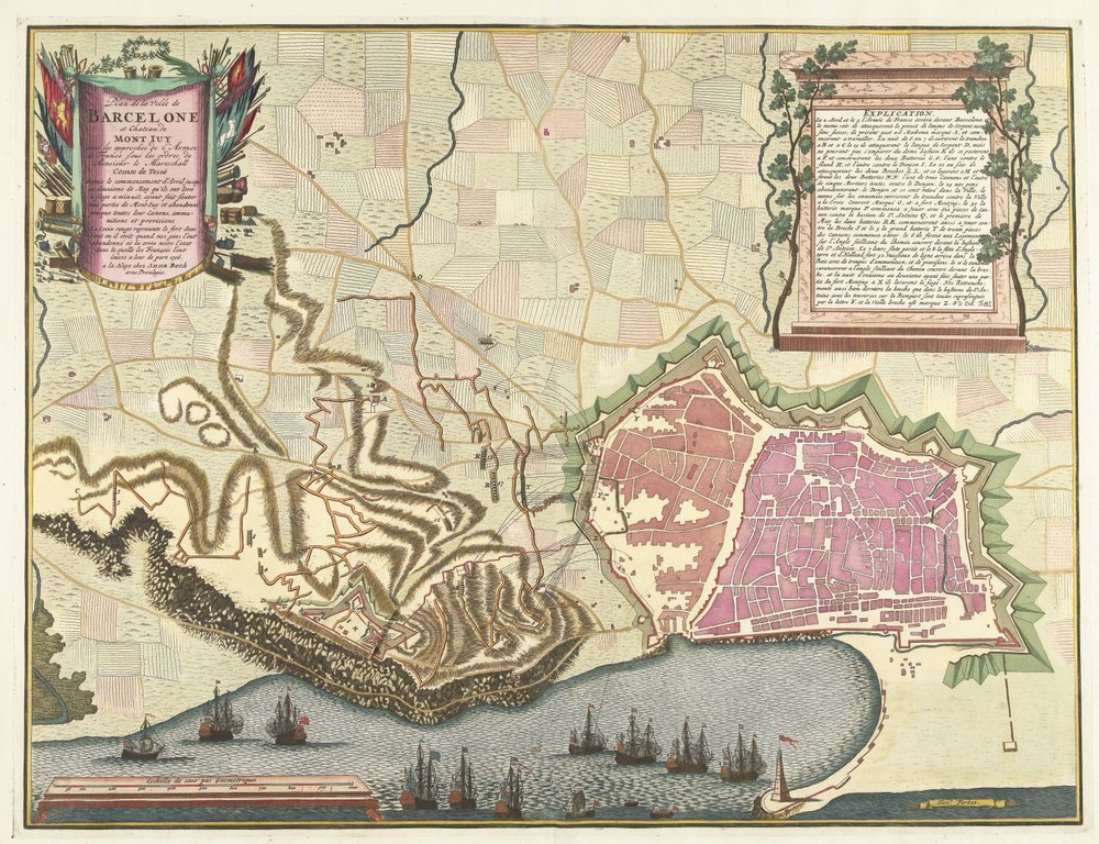 Map of the Siege of Barcelona, 1706 by Pieter van Call (II)