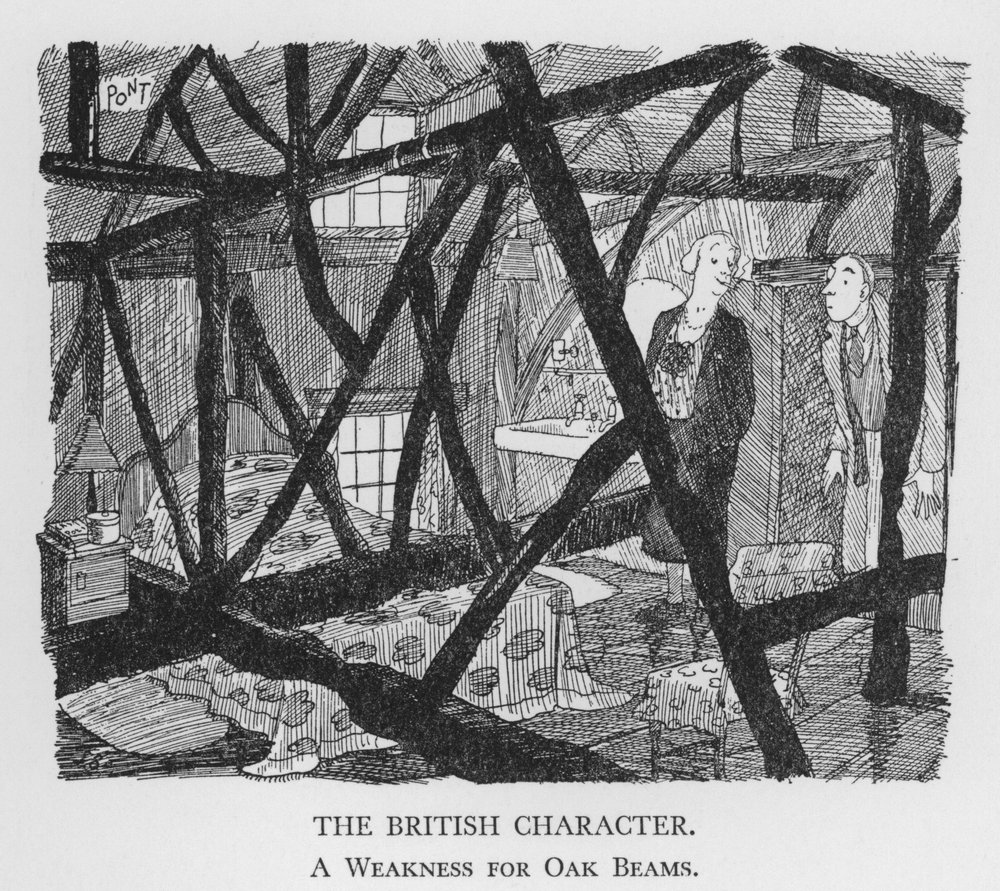 The British Character, A Weakness for Oak Beams (litho)