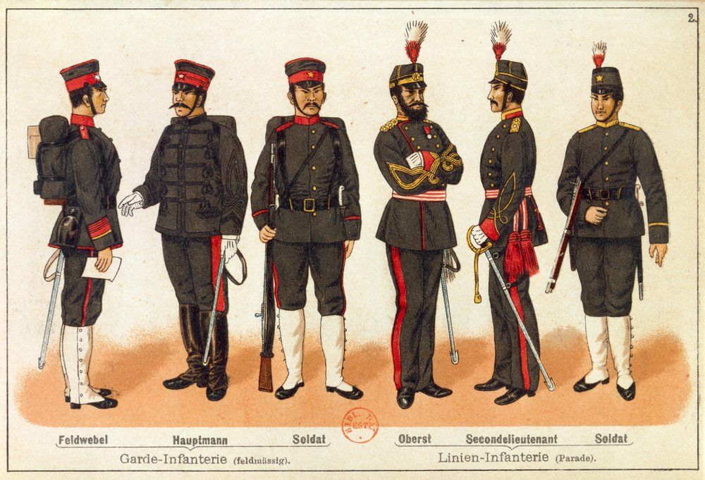 Sino-Japanese War - Uniforms of Japanese Army, Engraving, Leipzig