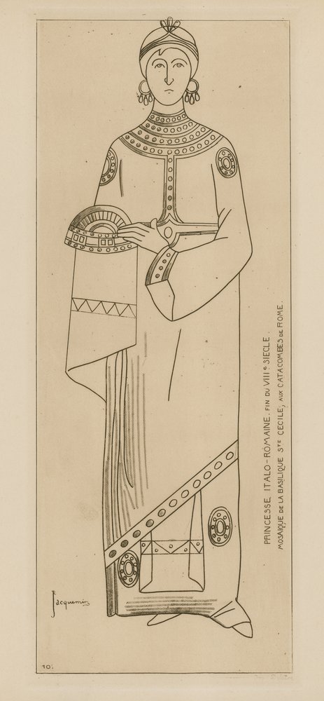 Princess Italo-Roman. End of the 8th century. Mosaic of the Basilica of ...