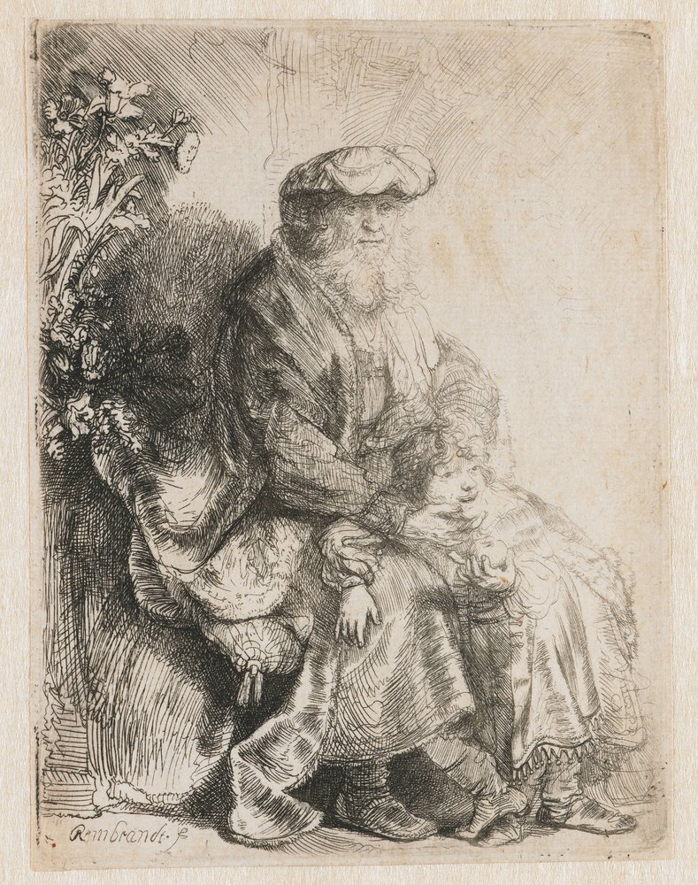 Abraham caressing Isaac, Jacob caressing Benjamin