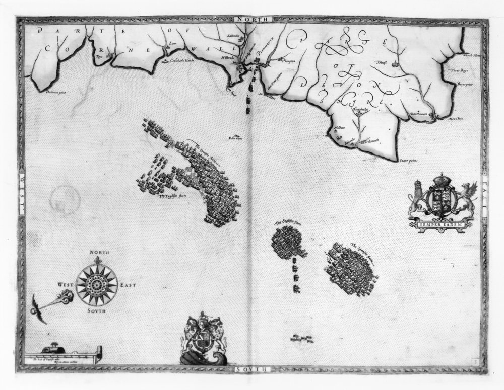 Map Showing the route of the Armada fleet, engraved by Augustine Ryther