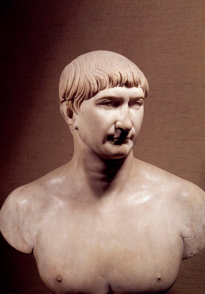 Ancient Rome: Marble Bust of Emperor Trajan by Roman