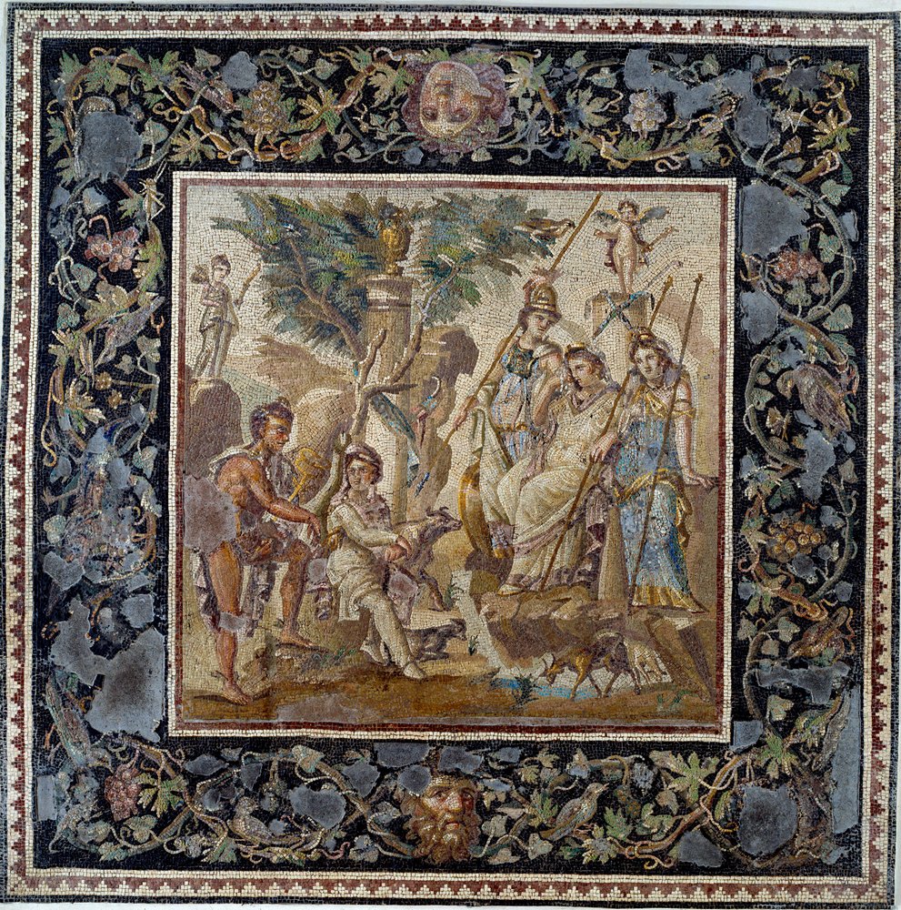 Art of Ancient Rome: Judgment of Paris. Mosaic from the house of the ...