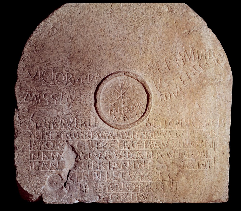 Roman Antiquity: Votive Table Stone Engraved with an Inscription of Two ...