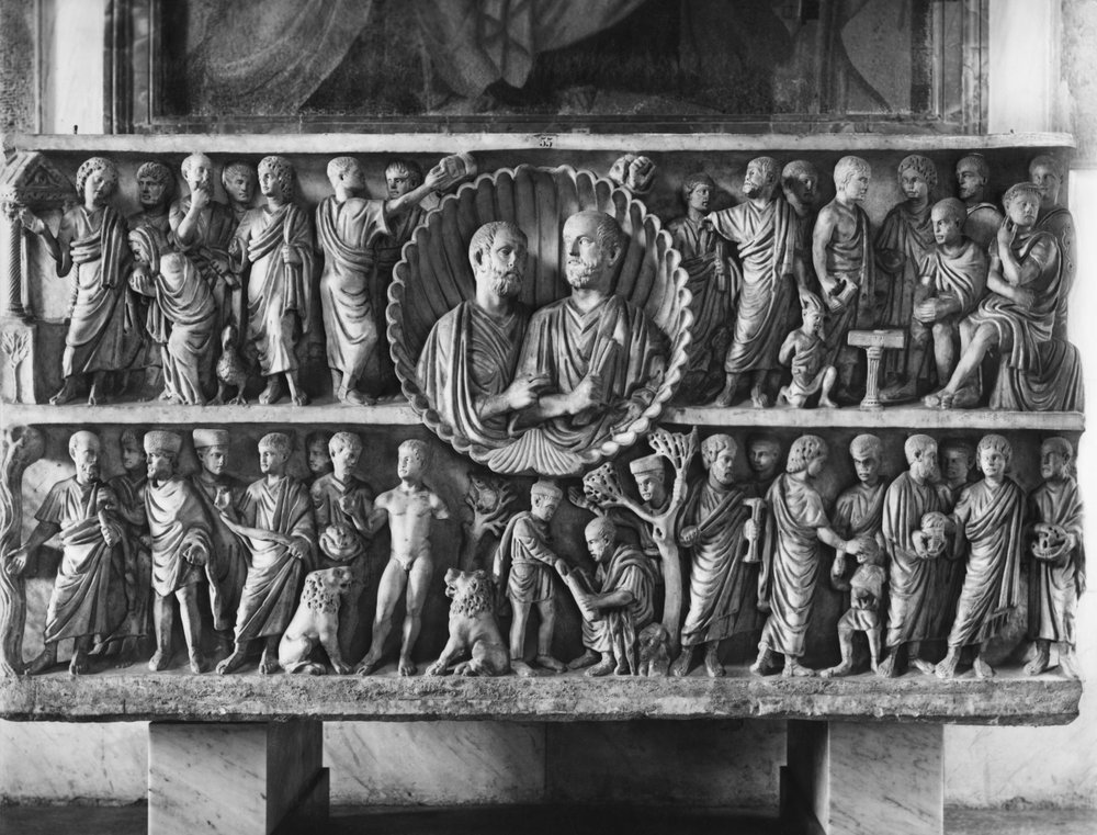 Sarcophagus, known as the one of The Two Brothers, depicting scenes of ...