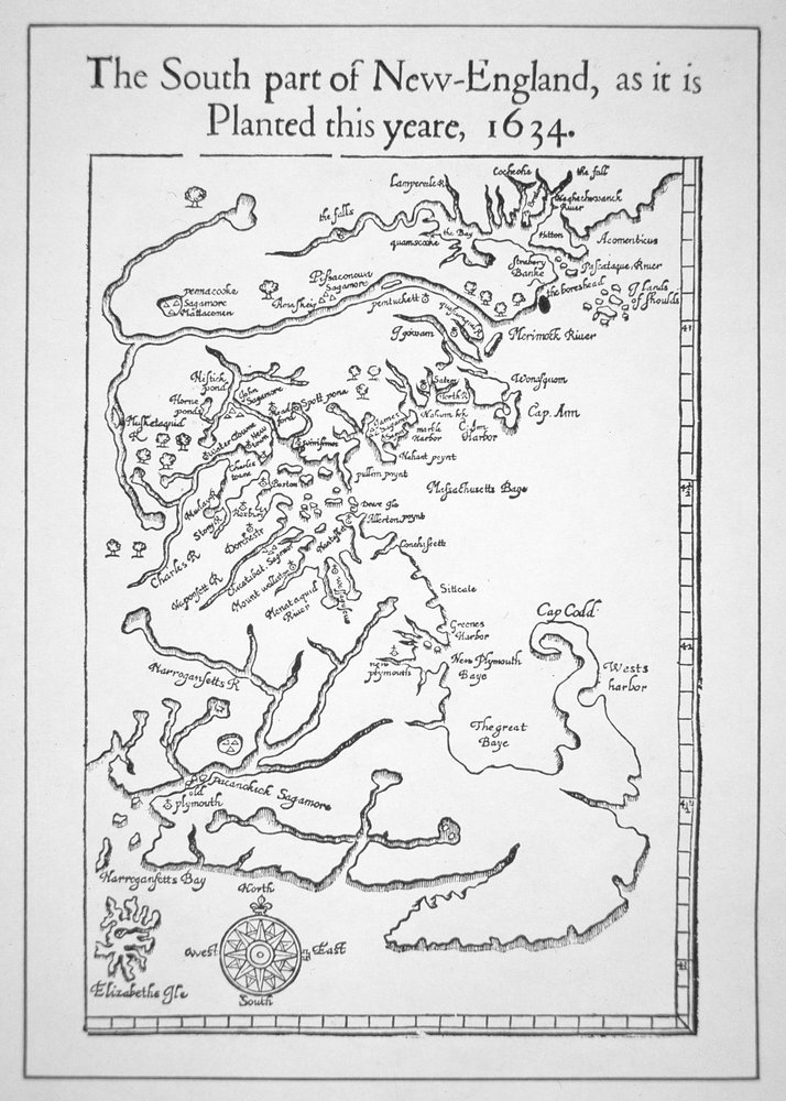 Map including Massachusetts Bay by School American