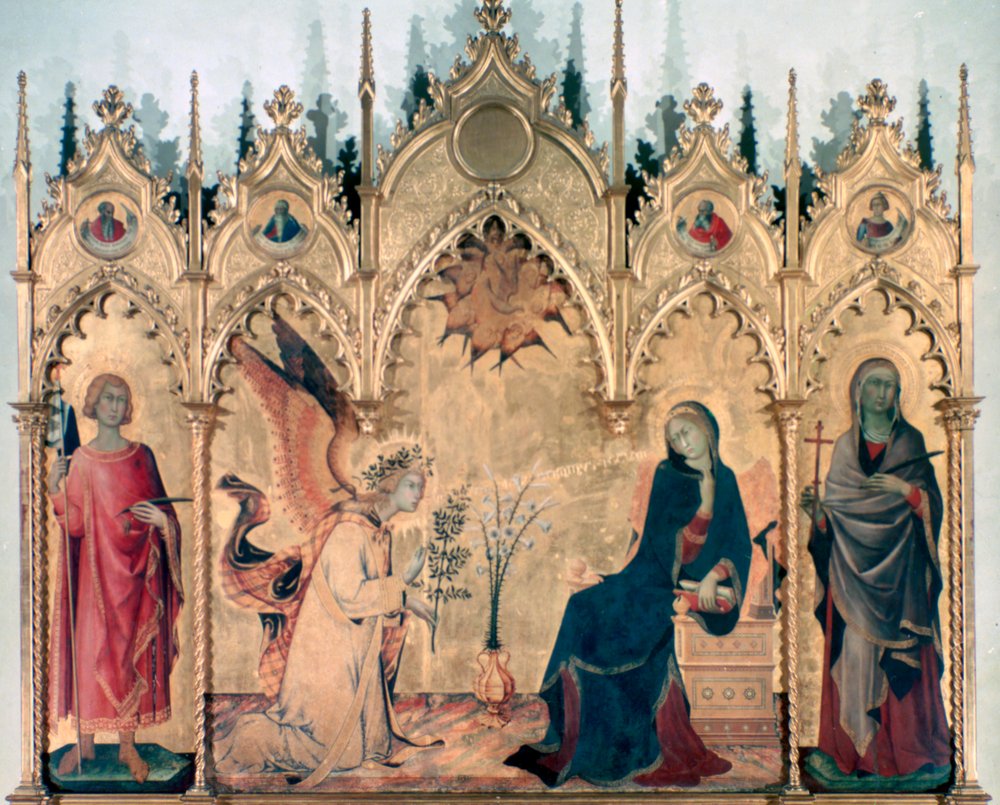 The Annunciation and Two Saints by Simone Martini