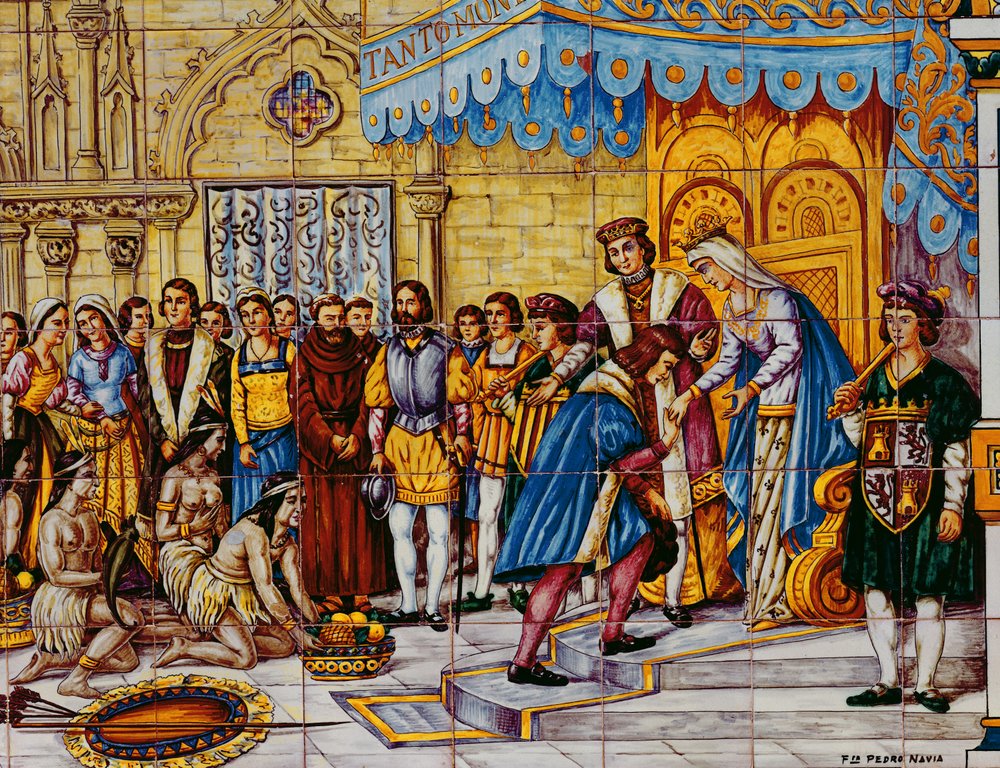 Tiles Depicting the Reception of Christopher Columbus by the Catholic ...