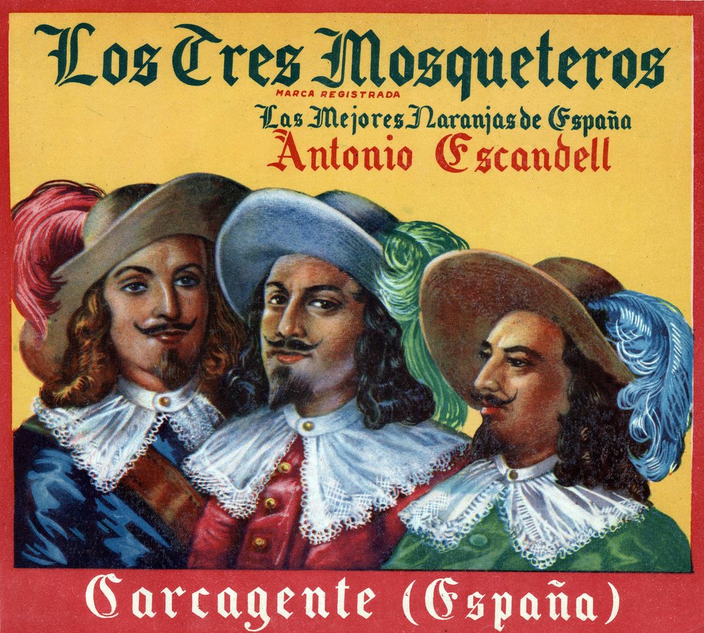 Advertising image, 'The Three Musketeers, the best oranges in Spain ...