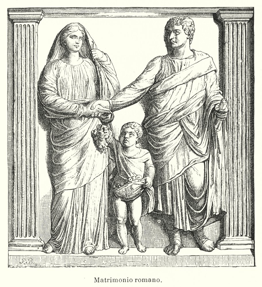 Ancient Roman marriage by Spanish School: Fine art print