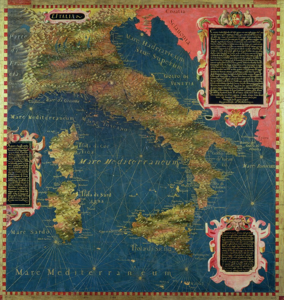 Map of Sixteenth Century Italy, from the 'Sala delle Carte Geografiche ...
