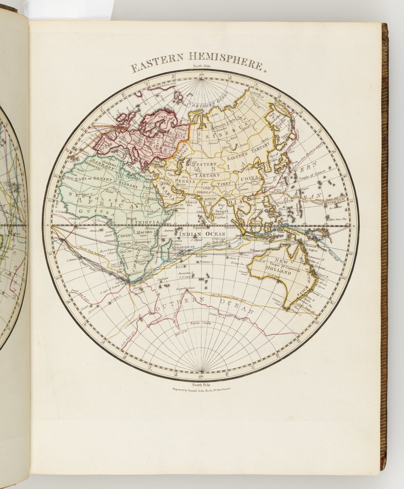 Map of the eastern hemisphere, illustration from 'A journal of a voyage ...
