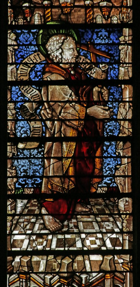 Window depicting the Apostle St Philip with Creed scroll