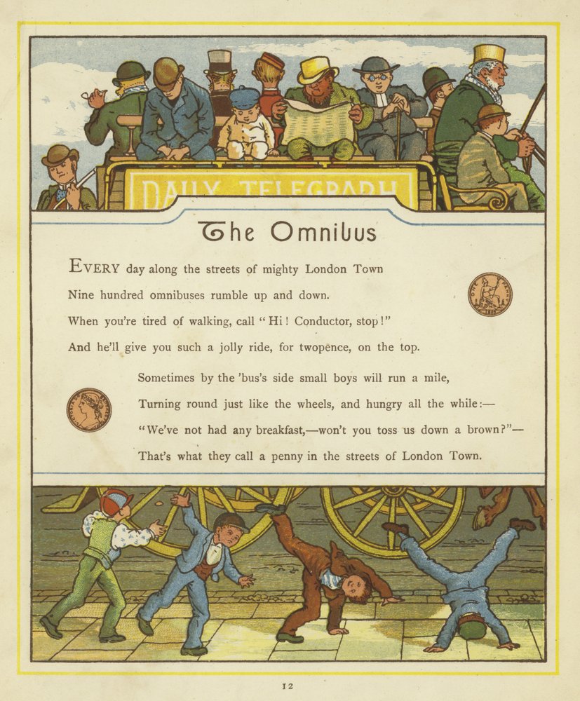 Passengers Travelling on the Omnibus While Children Turn Cartwheels on ...