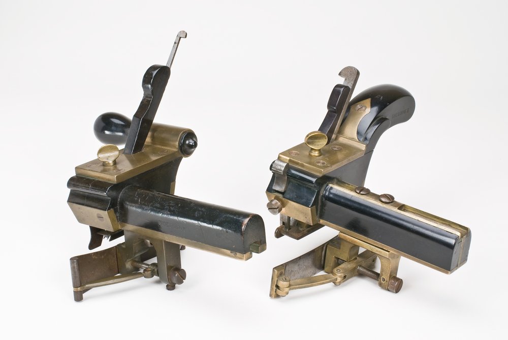 Coach maker's adjustable compass ploughs, mid 19th century