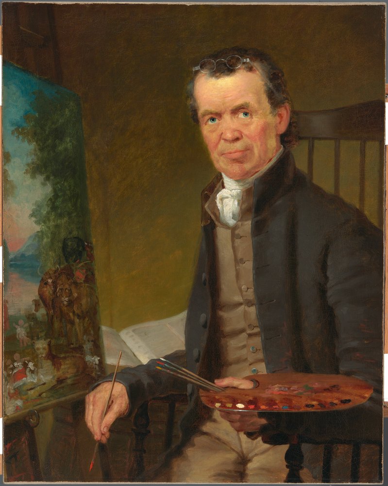 Portrait of Edward Hicks Painting the Peaceable Kingdom