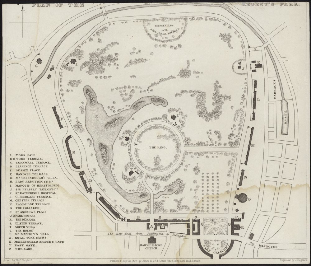 Map of Regent's Park by Thomas Hosmer Shepherd