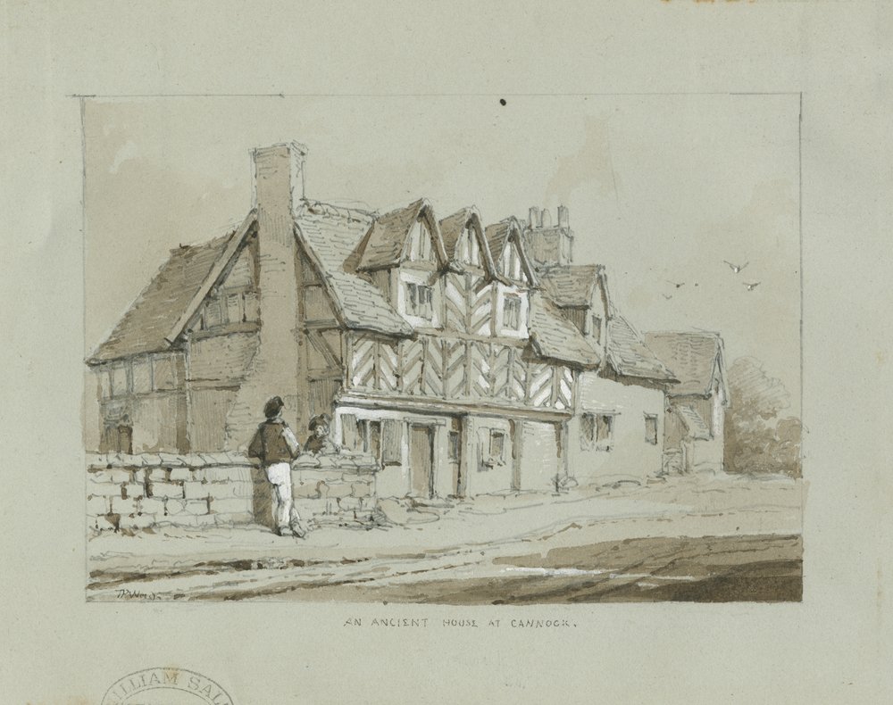 Cannock Town - 'Ancient House': pencil wash drawing, nd [1817-1845]