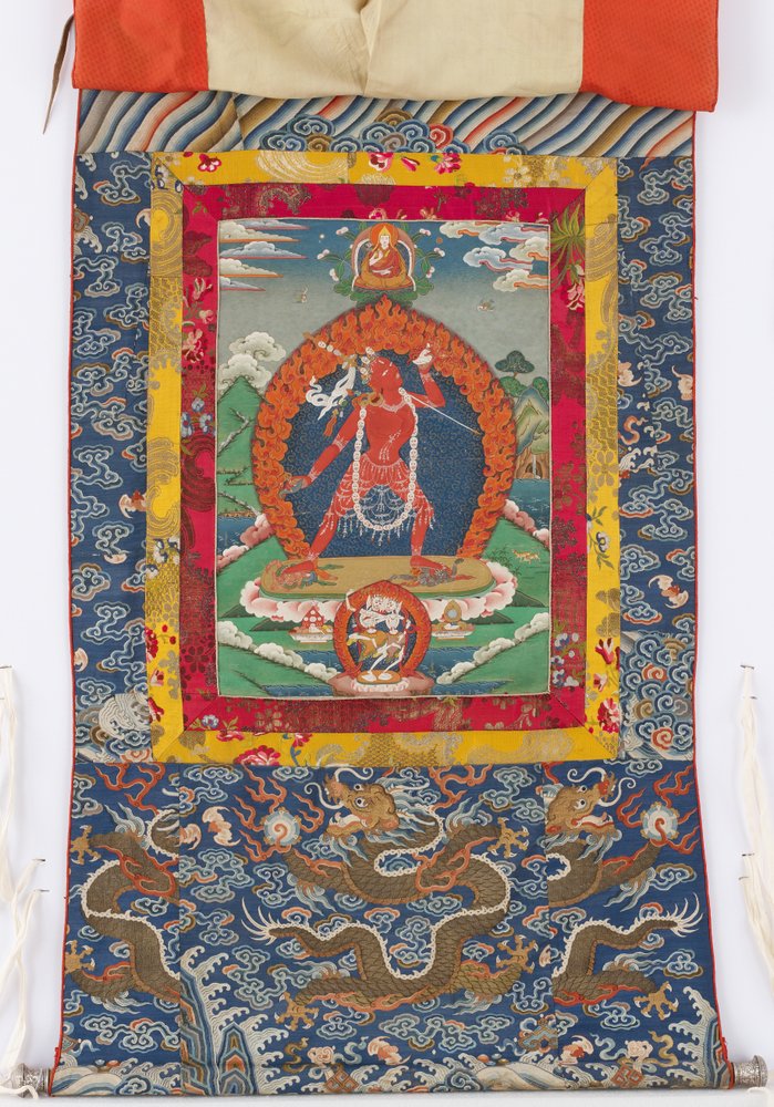 Dakini, 19th Century Painting, 19th and 18th Century Textile Borders