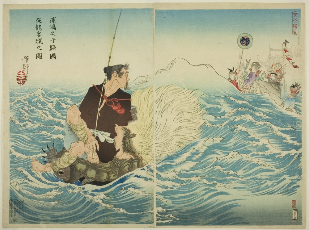 Urashima Taro Returning Home from the Palace of the Dragon King