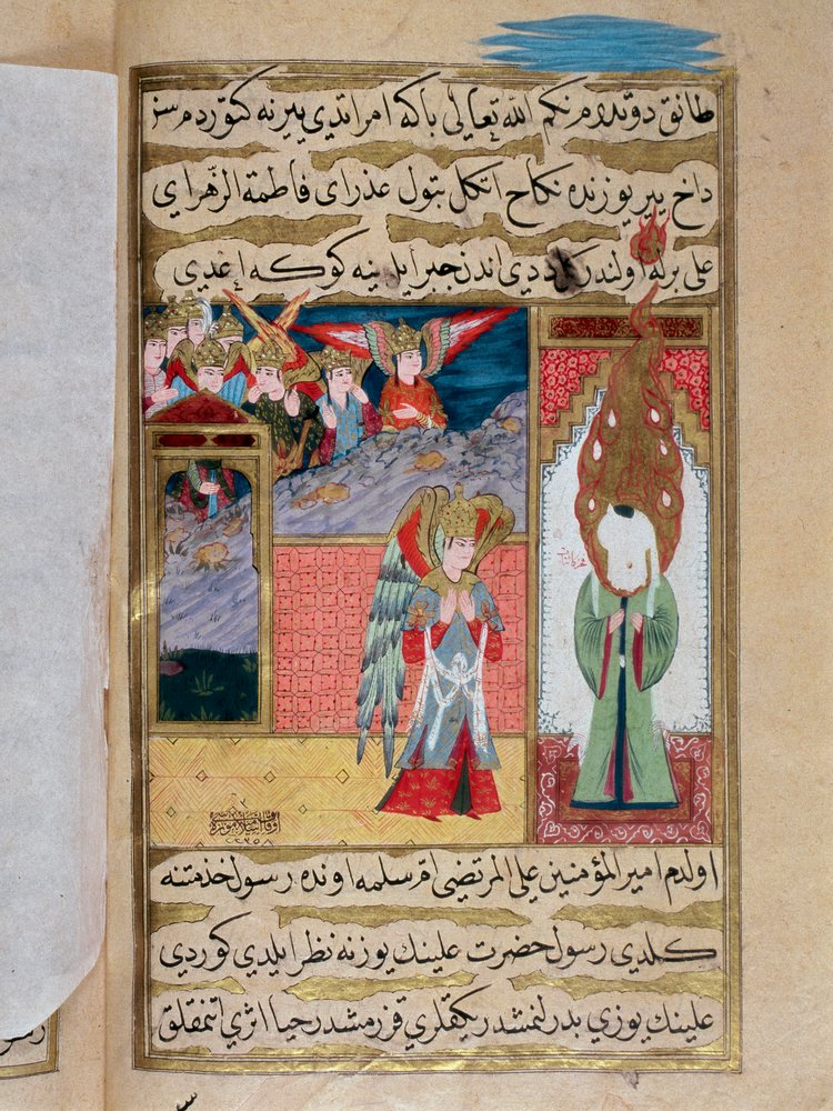 Meeting of the Archangel Gabriel and the Prophet Muhammad in the mosque ...