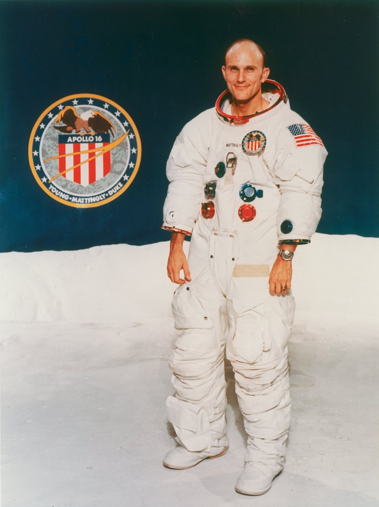 Apollo 16 Astronaut Thomas Mattingly in Spacesuit