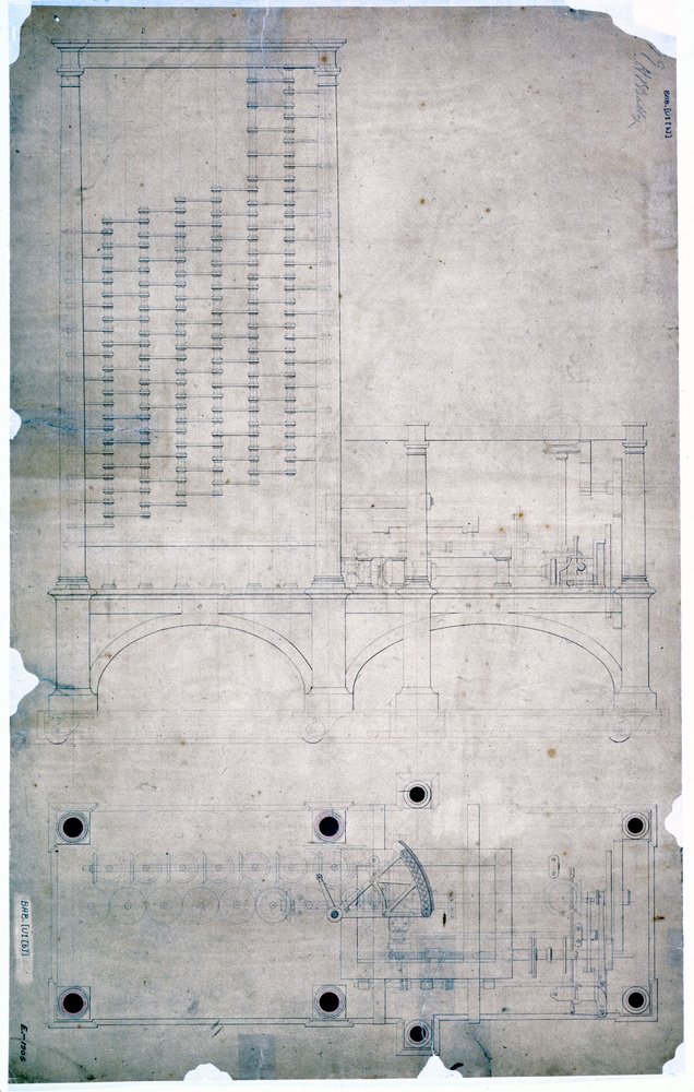 Babbage Engines, Drawing by Charles Babbage by Unbekannt