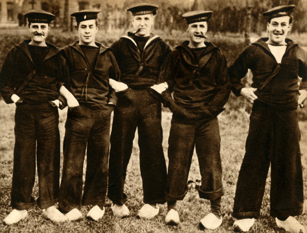 British sailors wearing Dutch clogs, First World War