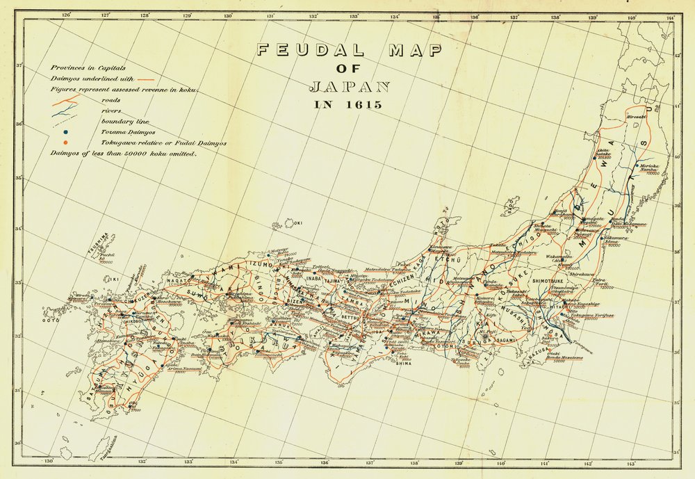 Feudal Map of Japan in 1615 by Unbekannt: Fine art print