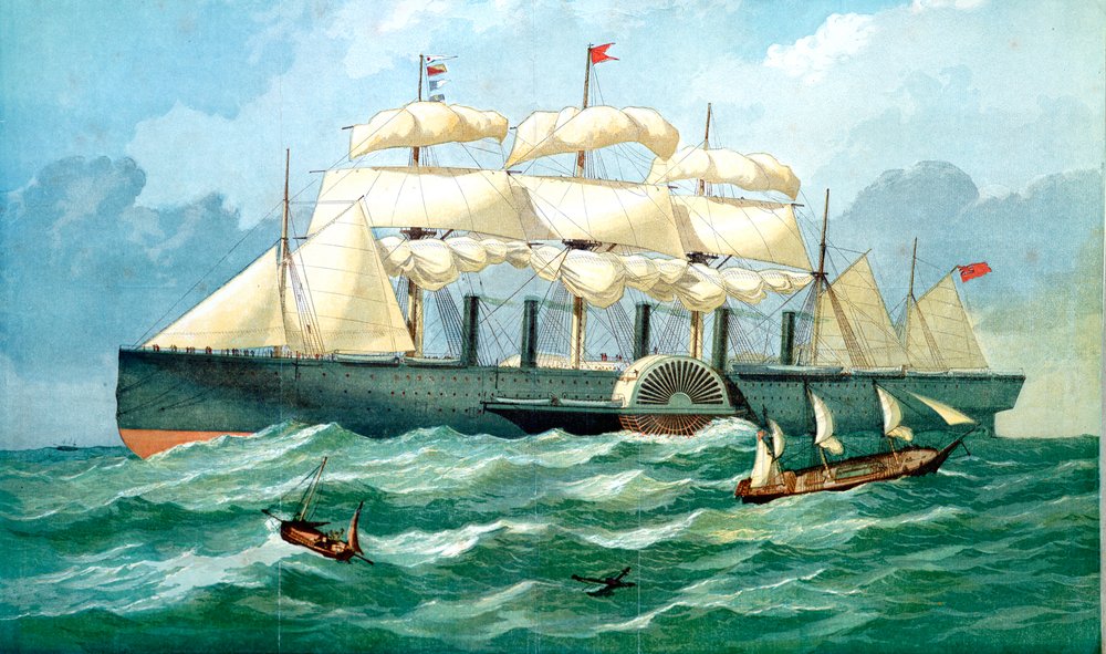 IK Brunel's Steam Ship Great Eastern Showing Housing for Paddle Wheel ...
