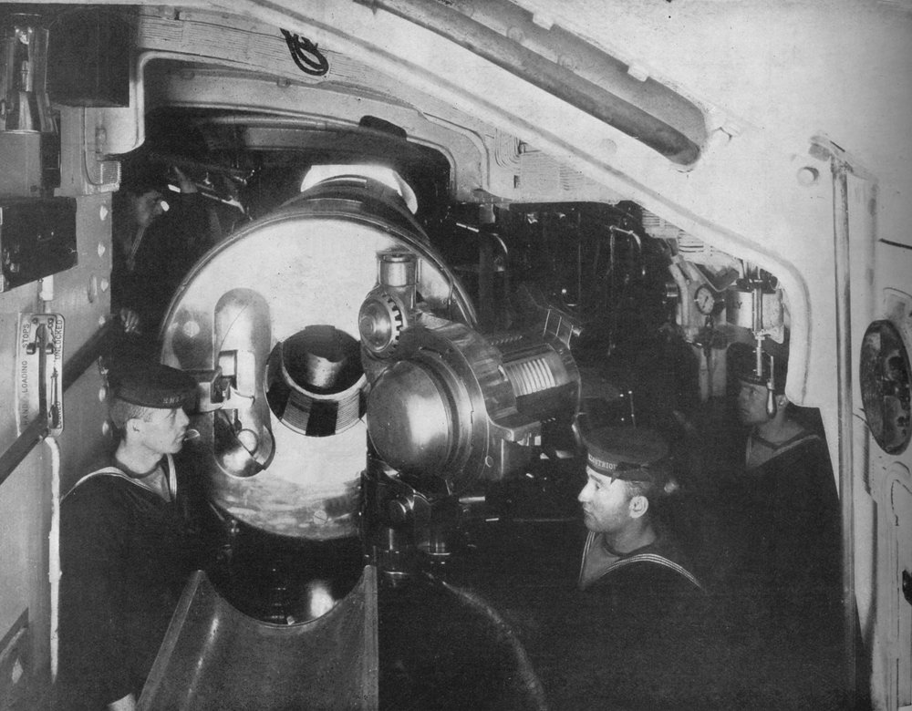 Inside the Barbette of a Battleship Showing the Opened Breech of a 135 ...