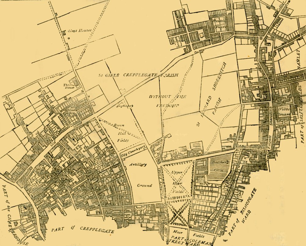 Moorfields and its Neighbourhood From a Map of about 1720
