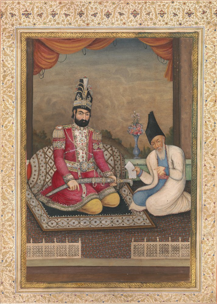 Portrait of Muhammad Shah Qajar and his Vizier Haj Mirza Aghasi, second ...