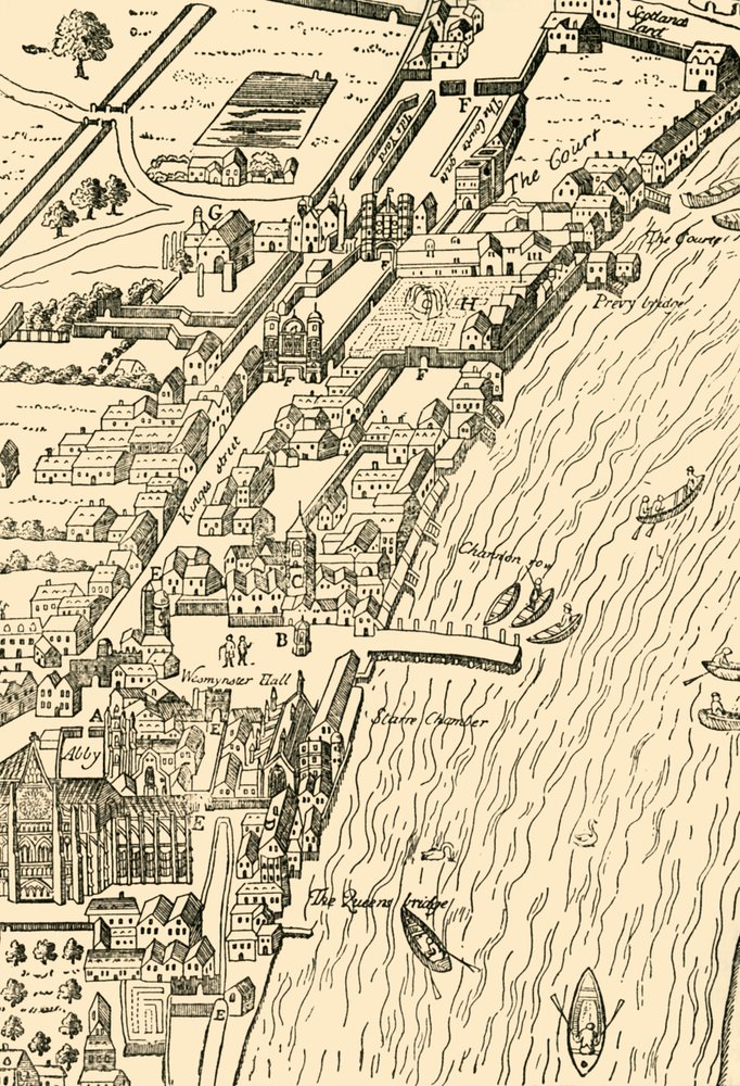 Whitehall and Westminster. From Aggas Map by Unbekannt