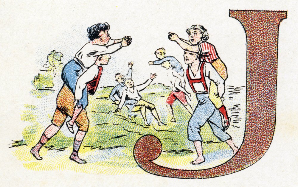 Letter J: Game. Alphabet of Phosphatine Falieres. Engraving. Brevete ...