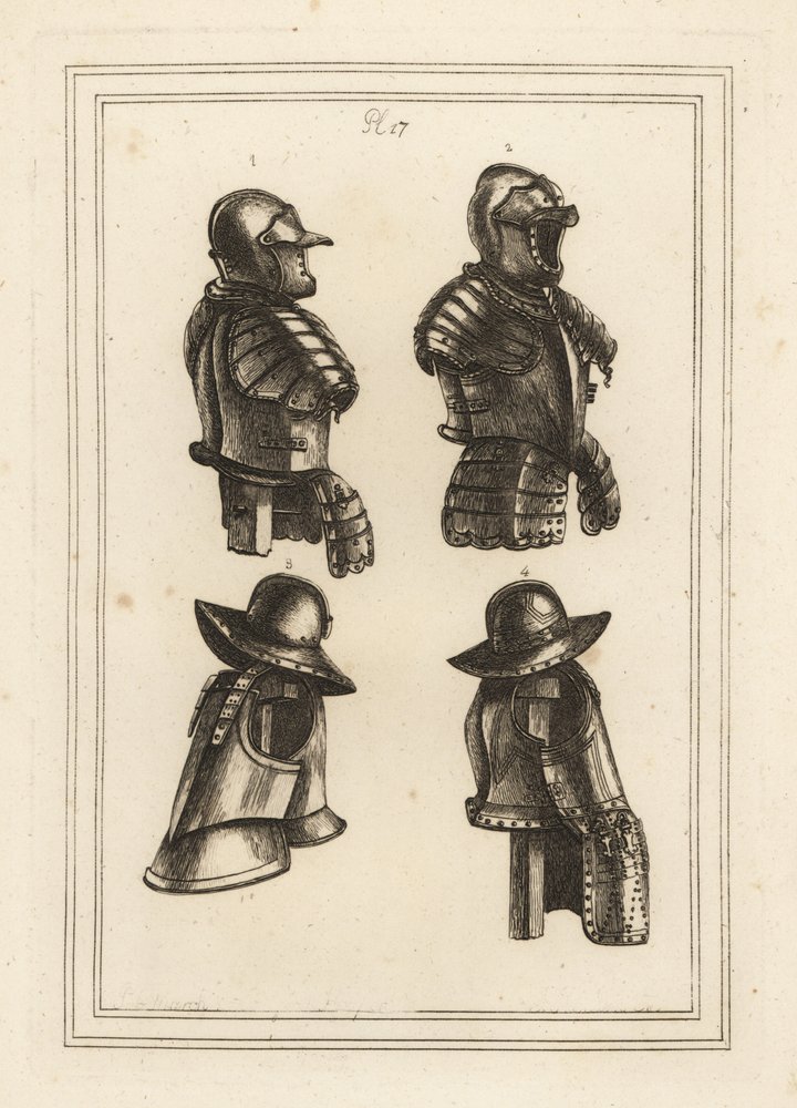 Suit of Armour with Lance Rest, Open Helmet, and Arquebus Armour