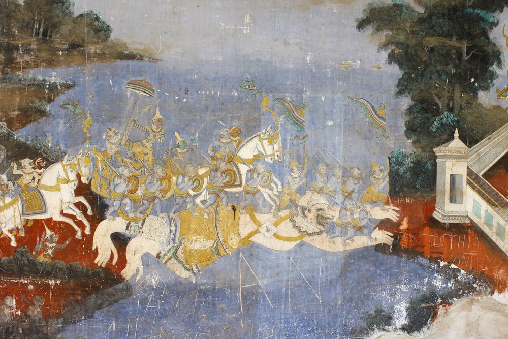 Silver Pagoda: Mural Depicting Scenes from the Reamker, the Cambodian ...