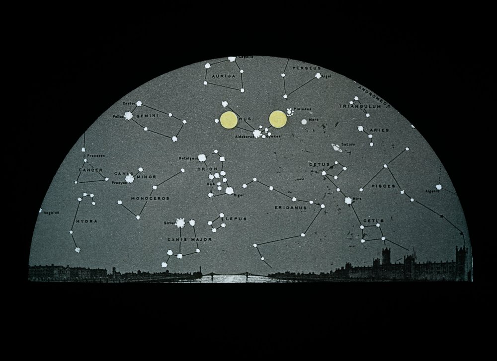 Astronomical Glass Slide of Diagram of Moon's Position on Star Chart ...