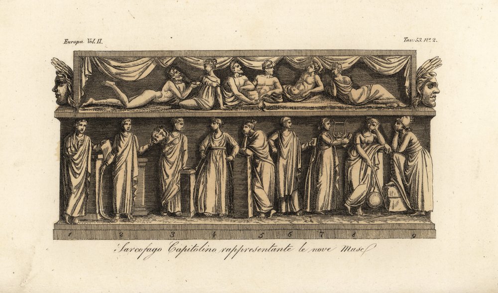 Capitoline Sarcophagus Bas Relief Representing the Nine Muses